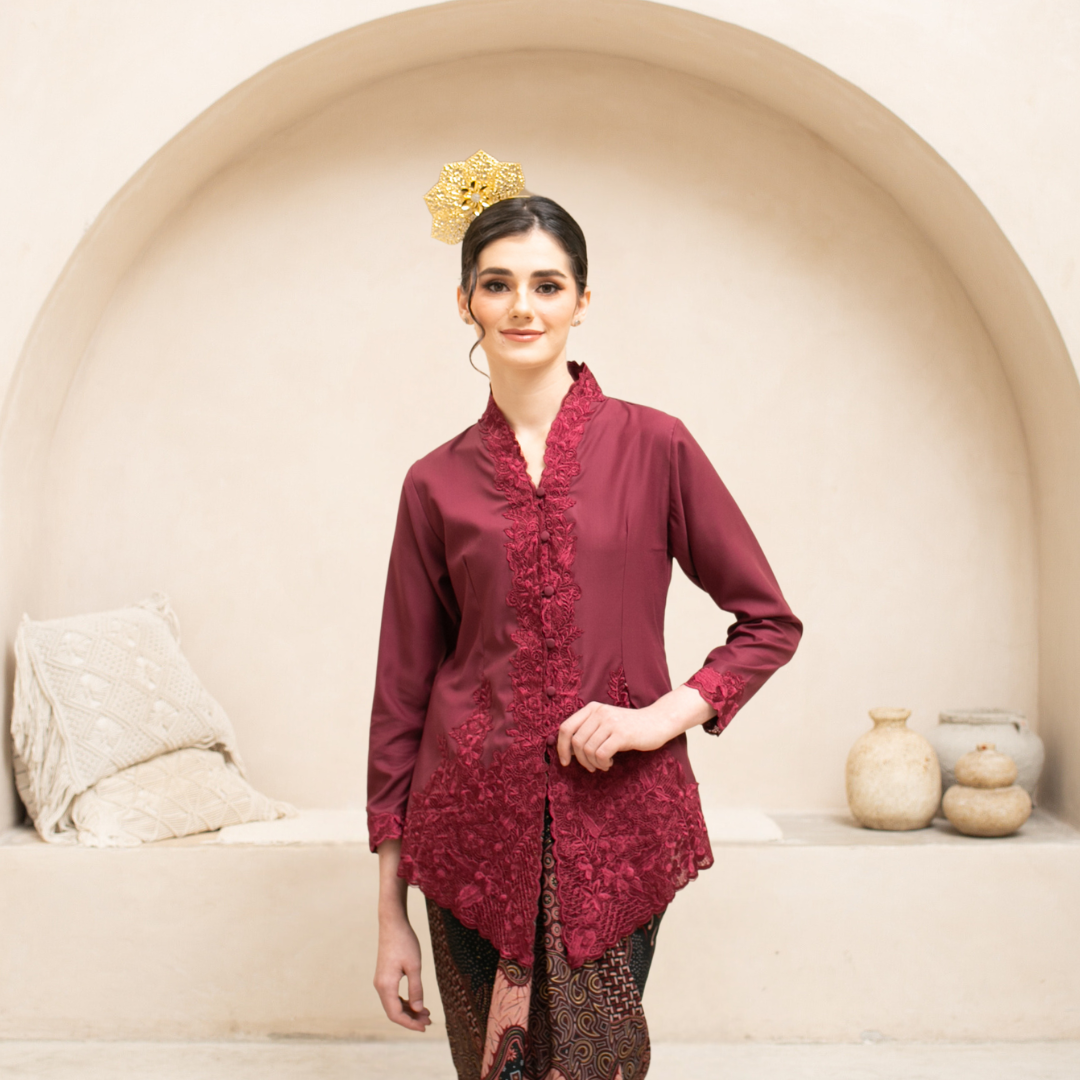Byhisdaisy HQ | BYHISDAISY KEBAYA SPECIALIST | KEBAYA RAYYA & RINNA (TOP ONLY) Rayya Burgundy